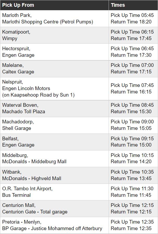 Shuttle Service – Marloth Park Tourism